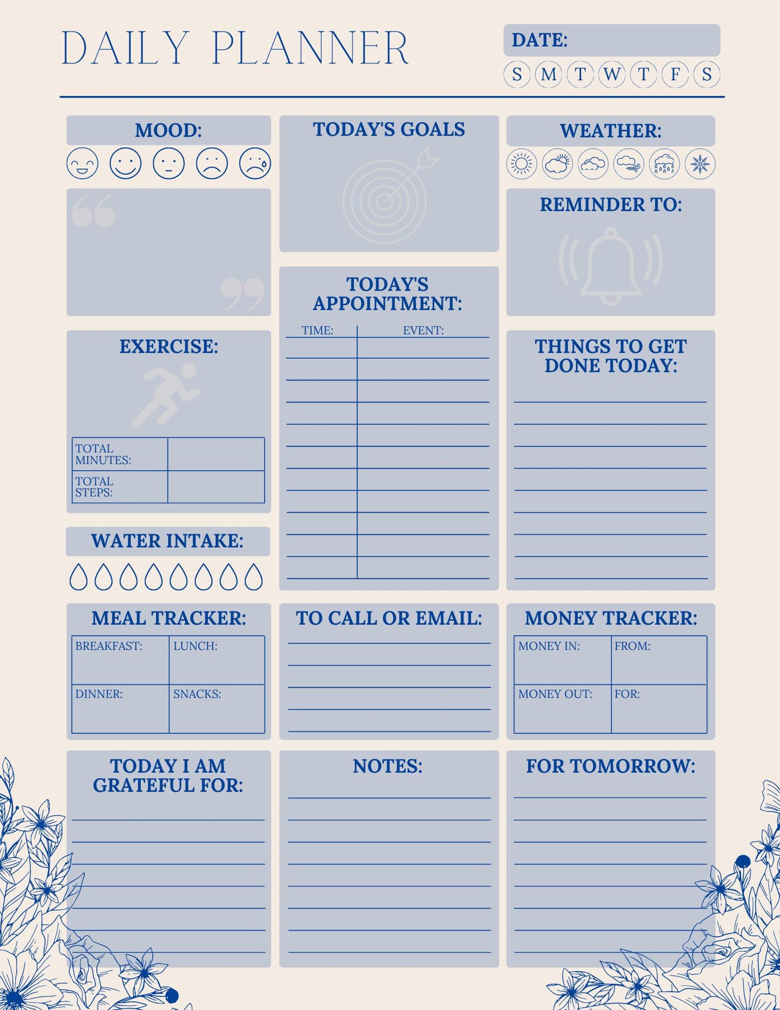 Navy Blue Printable Planner Combo - Etsy