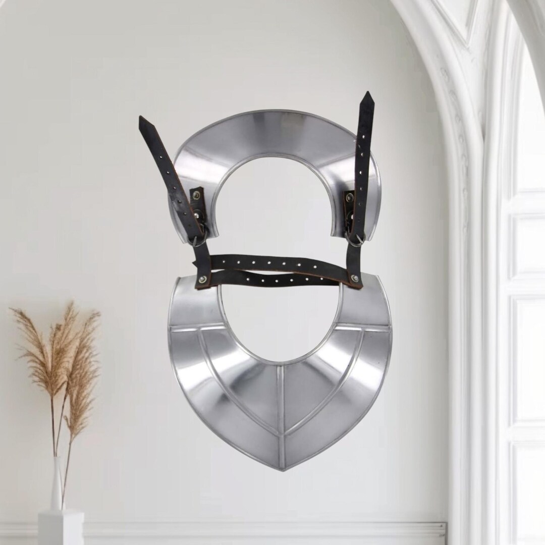 Medieval Siege Warfare Gorget 18g Armor Knight Warrior Silver Polish Finish Armor Gorget Polish ...