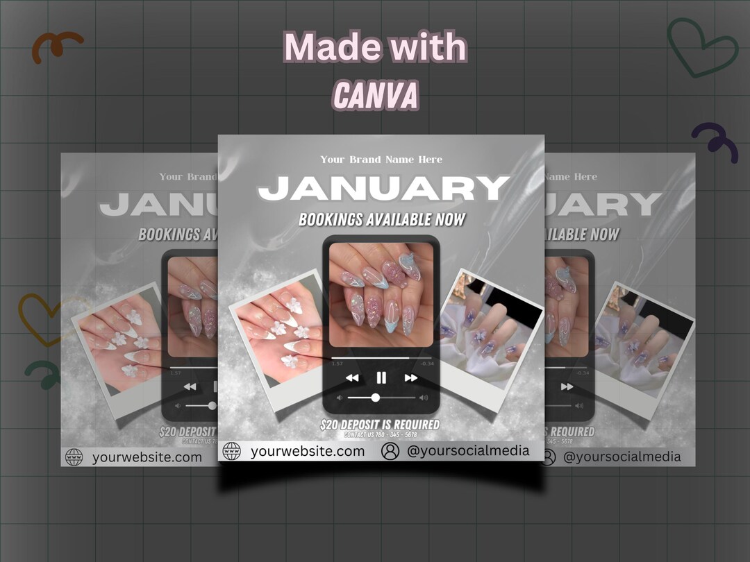 January Booking Flyer Template | Editable Social Media Post for Beauty ...