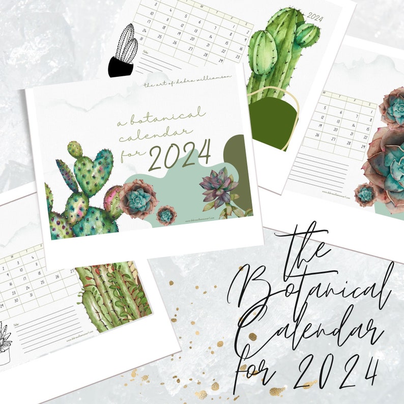 Printable Calendar for 2024, Desert Botanical, Twelve Month Calendar ...