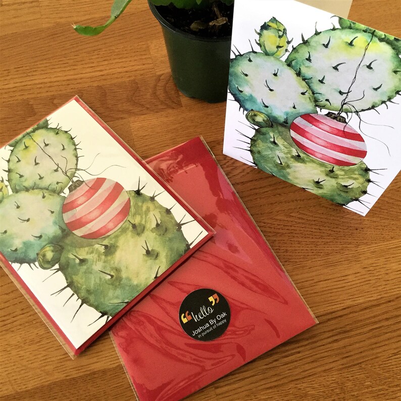 Cactus Holiday Greeting Card W/envelope - Prickly Pear Watercolor ...