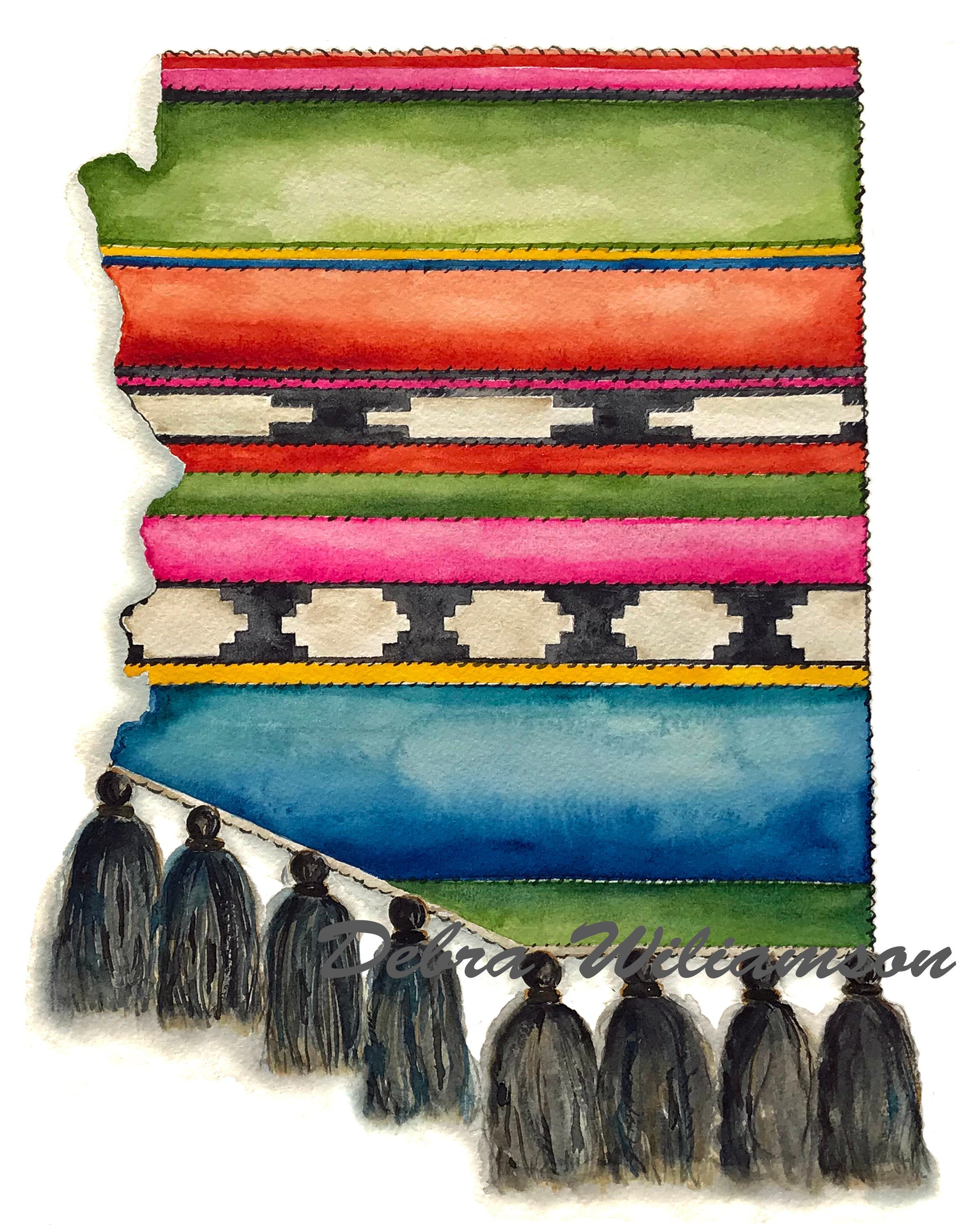 Arizona Serape Watercolor Print Bohemian Style Boho Wall - Etsy