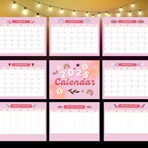 Pink Boho 2025 Calendar & Planner | Digital Download | Monthly, Weekly ...