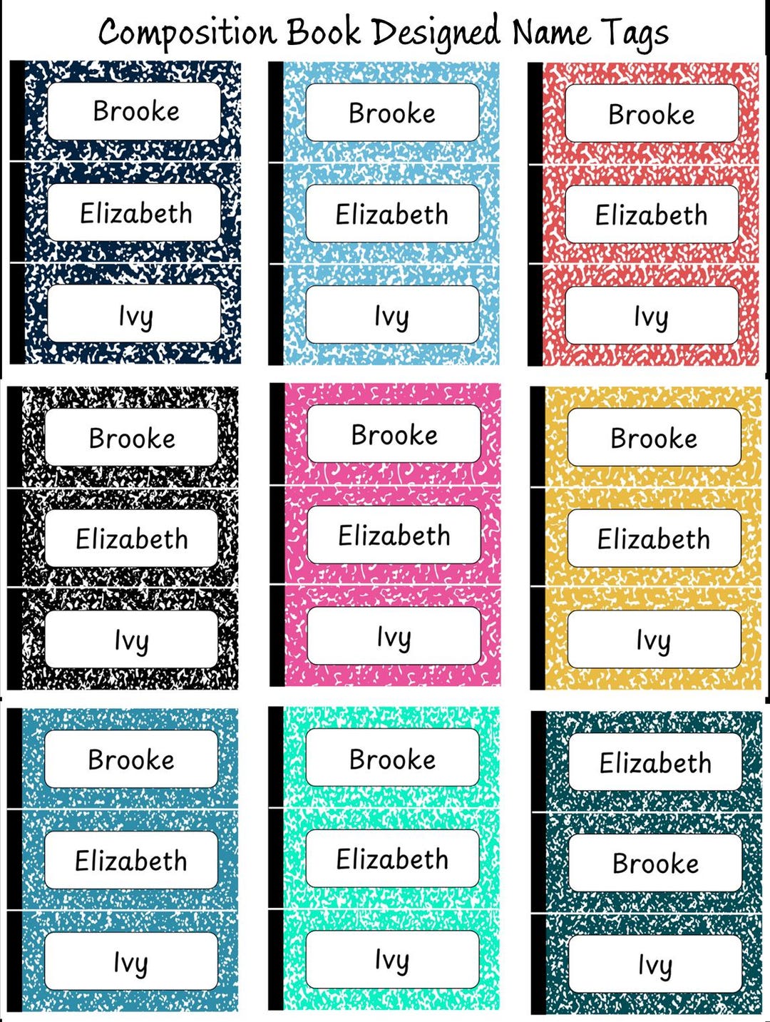 Composition Name Tag Desk Plate - Student Desk Plate - Printable Desk ...