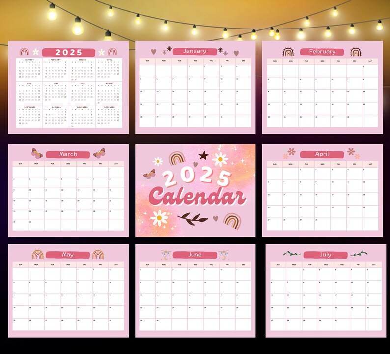Pink Boho 2025 Calendar & Planner | Digital Download | Monthly, Weekly ...