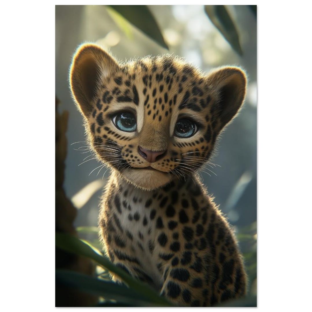 Adorable Animated Baby Leopard Poster Perfect for Nursery Decor Cute ...
