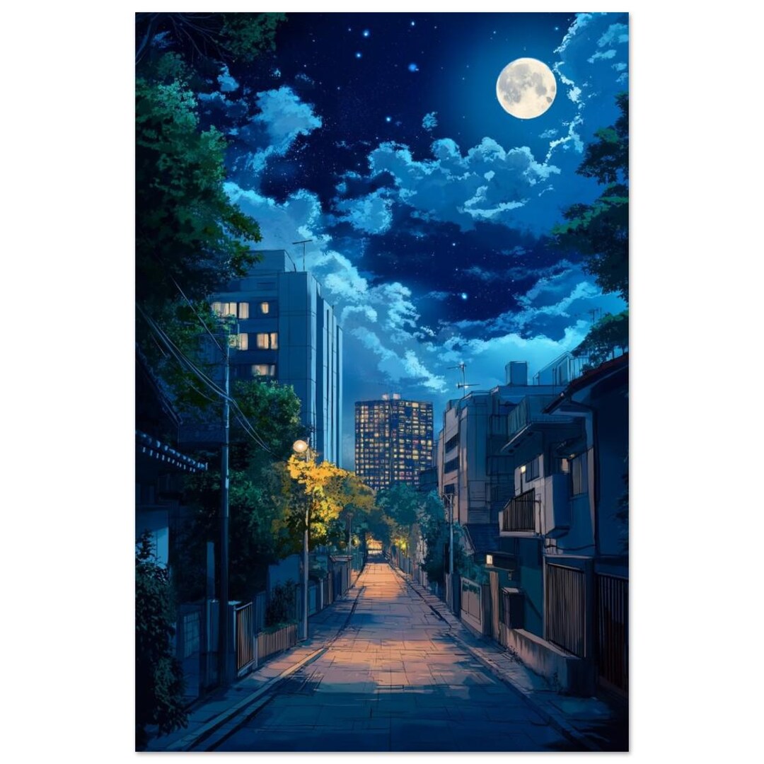 Anime Night City Poster Stunning Urban Artwork Matte Finish Perfect ...