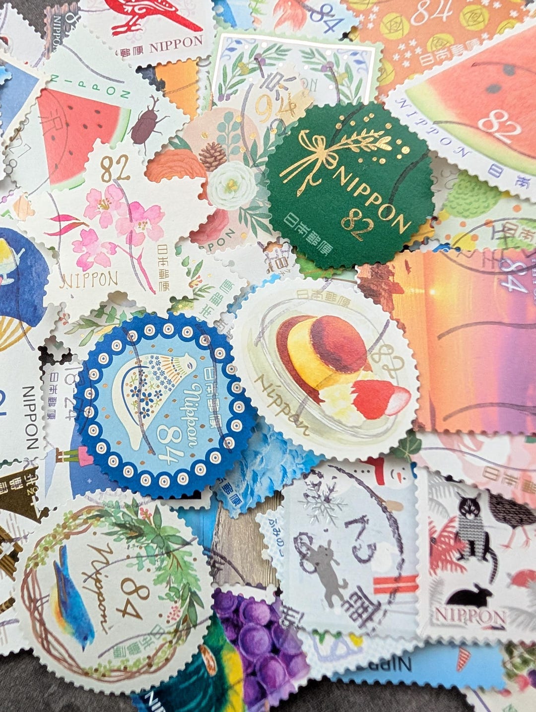 100x Japanese Postage Stamps | Cute & Colourful Used Stamps for ...