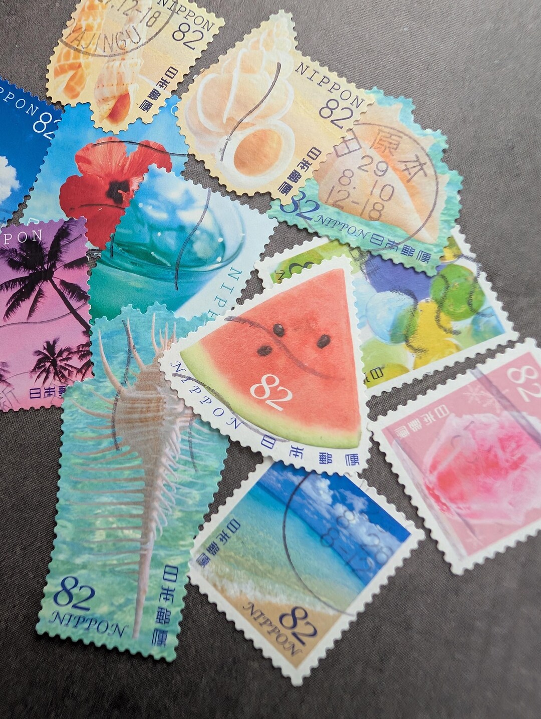 Japanese Summer Postage Stamps – 10x Used & Off-paper | Shaved Ice ...