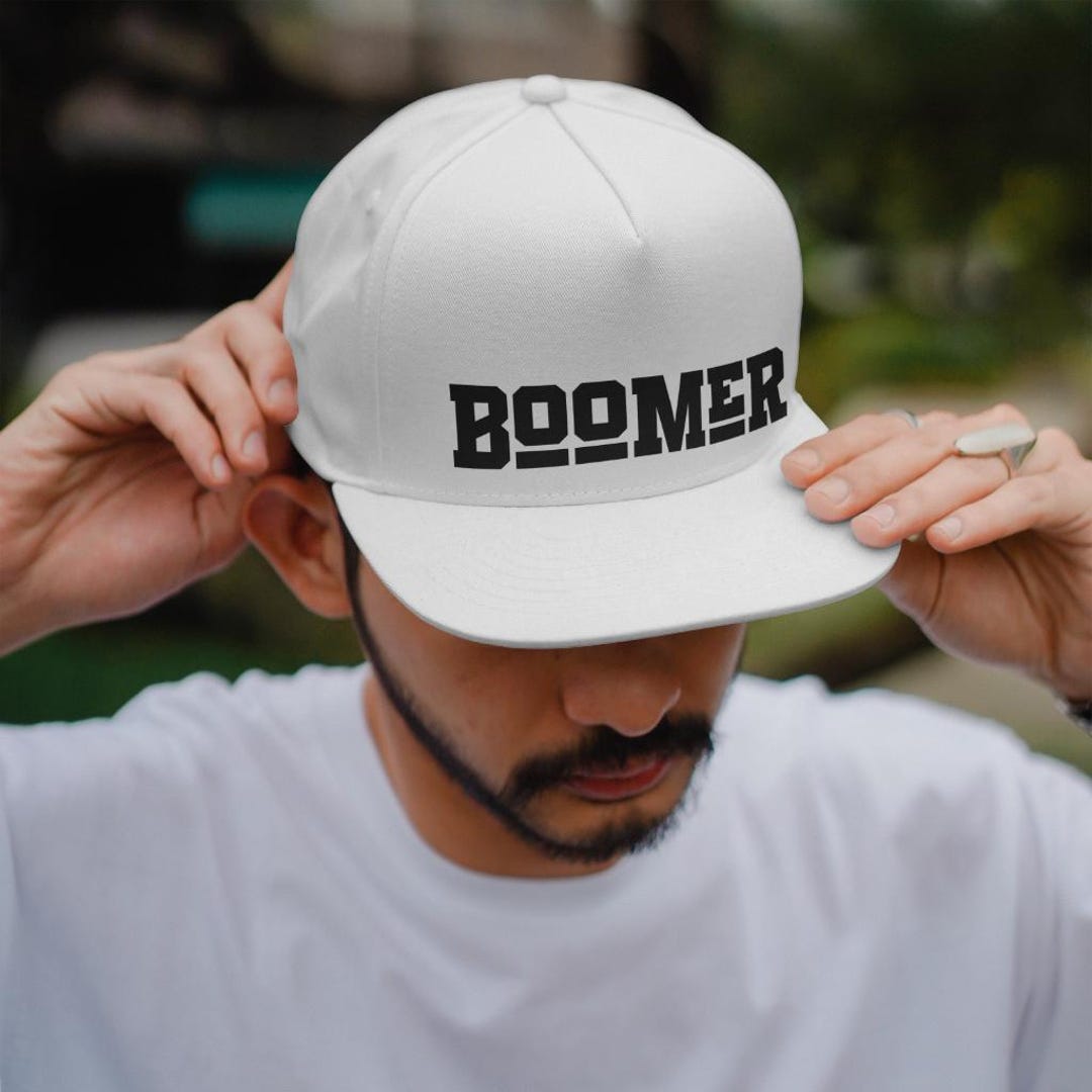 Embroidered Boomer Hat, Flat Bill Snapback Cap, Baseball Snap Back Cap ...