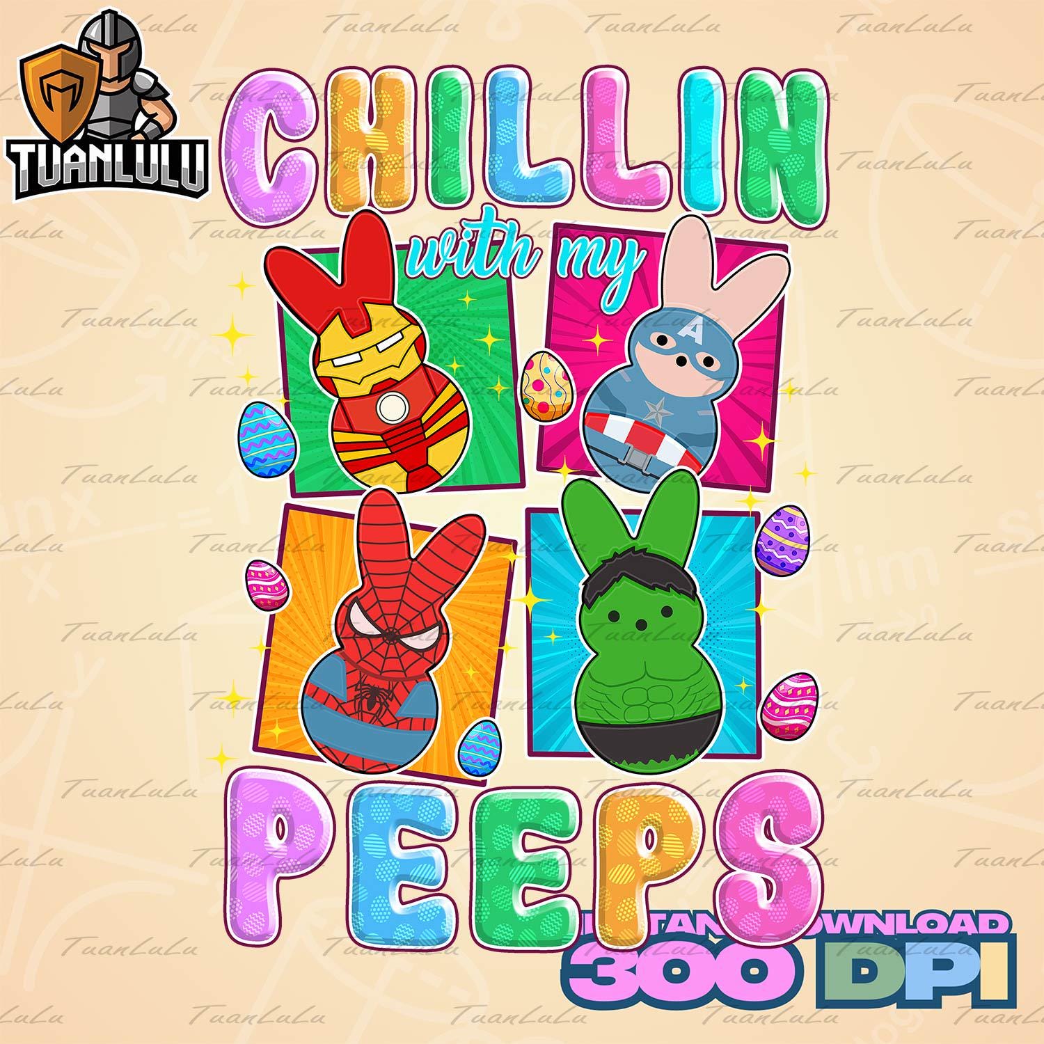 Retro Chillin With My Peeps Cartoon Easter Png, Super Character Bunny ...
