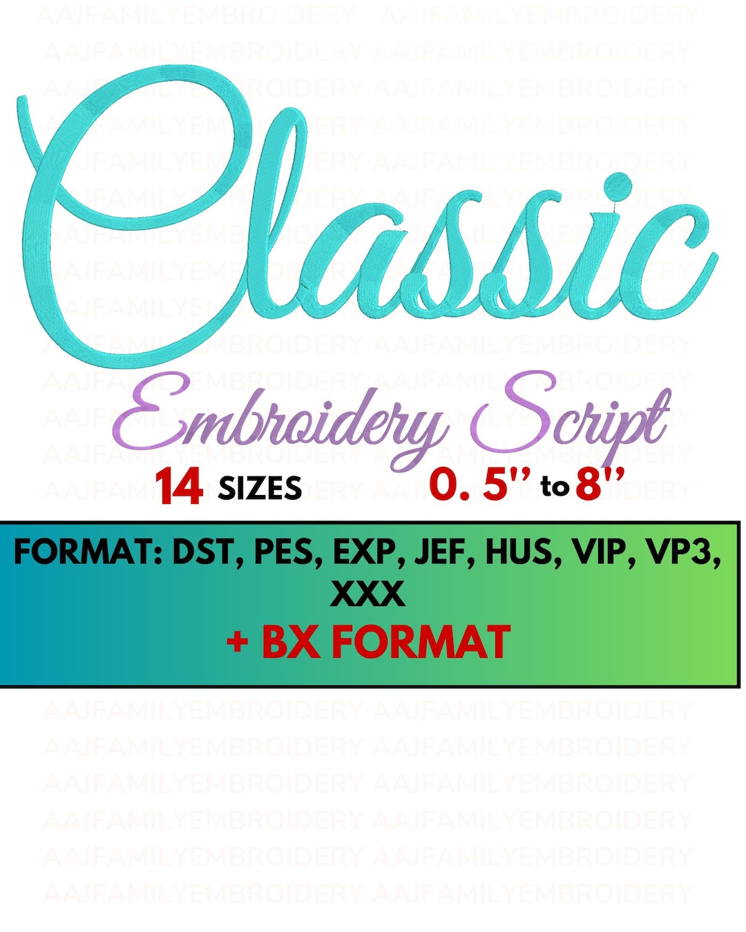Classic Embroidery Font, BX Font, Script Embroidery, PES, Monogram ...
