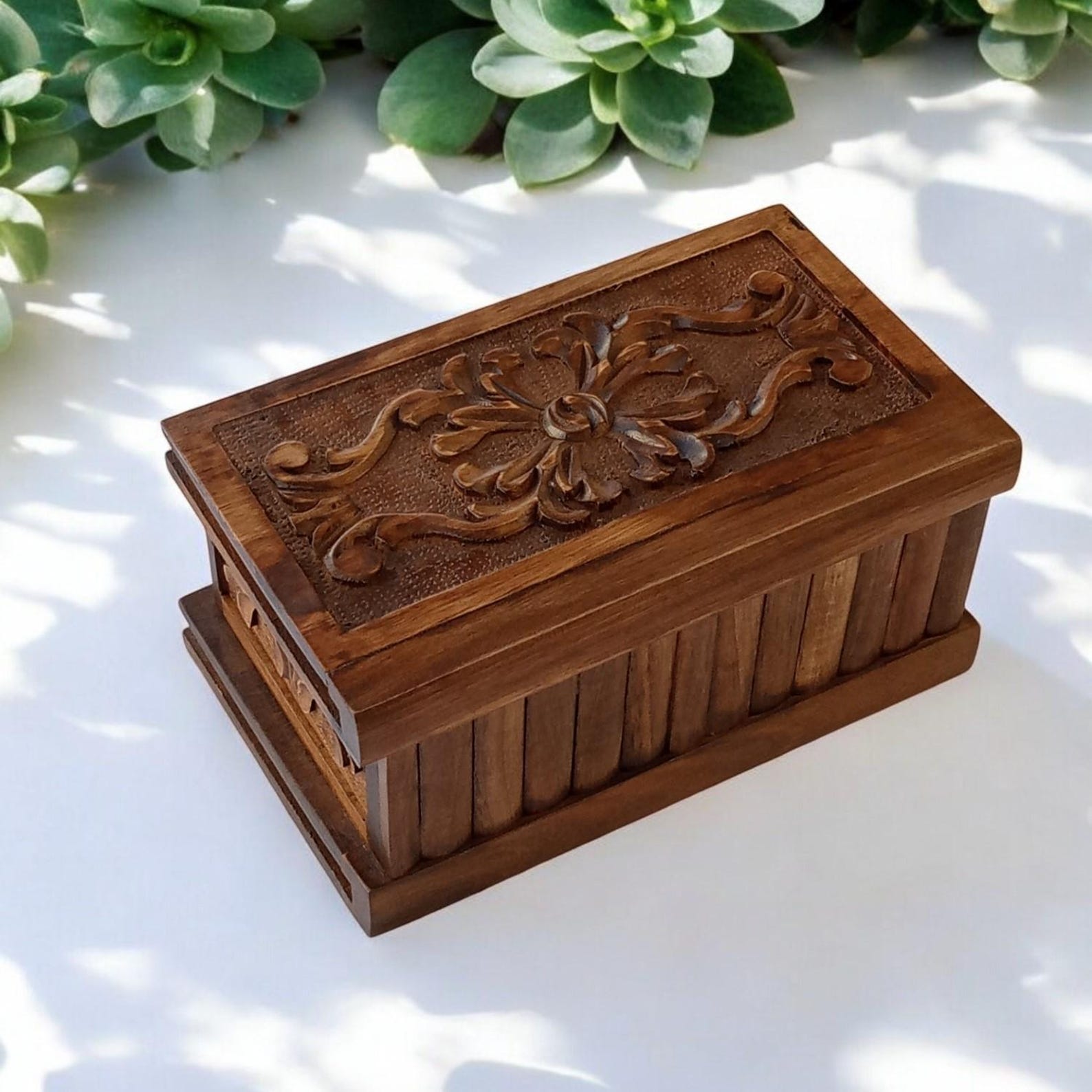 Vintage Jewlery Box-hand Carved Vintage Box-puzzle Box-handmade Jewelry ...