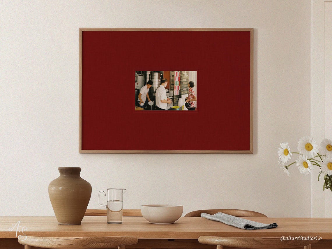 Personalized Photo Frame Mat | Red Vintage| Horizontal Printable Photo ...