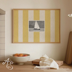 Personalized Printable Photo Frame Mat | Striped Butter Yellow Board ...