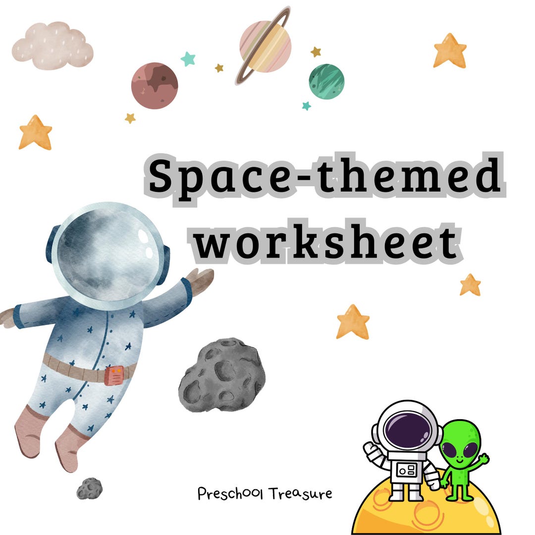 Space Printable Worksheets | Early Learning for Kids - Etsy