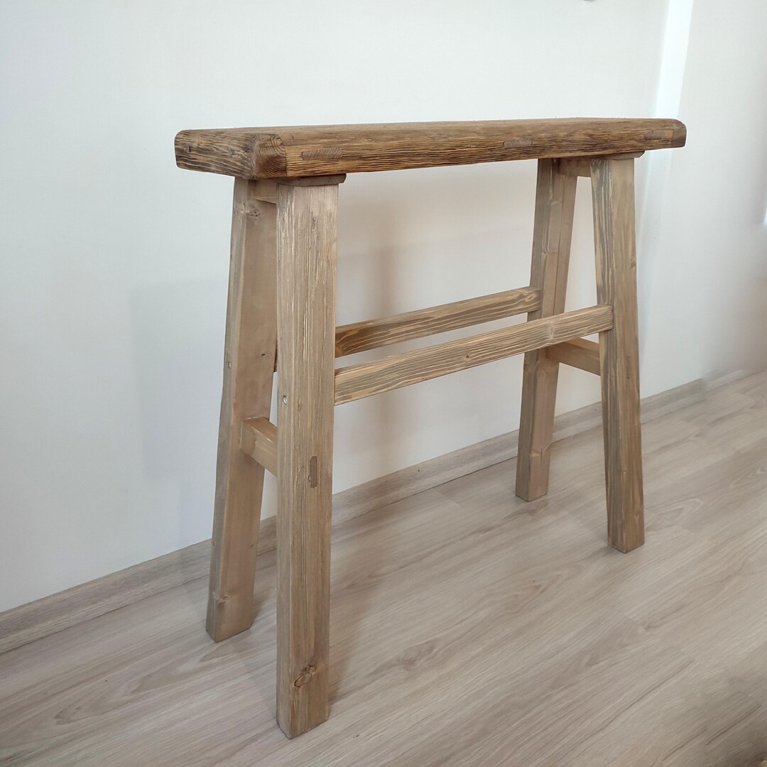 Rustic Narrow Console Table, Solid Wood, Small Entrway Table, Hallway ...