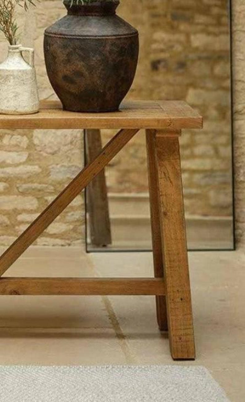 Wooden Console Table, Rustic Wall Table, Reclaimed Solid Wood, Live ...