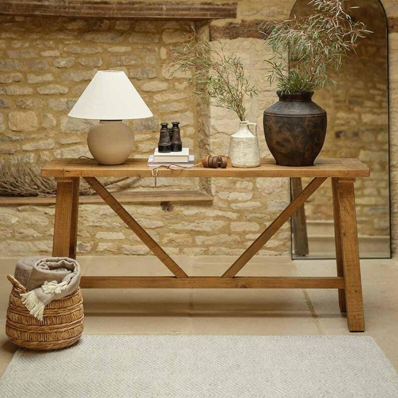 Wooden Console Table, Rustic Wall Table, Reclaimed Solid Wood, Live ...