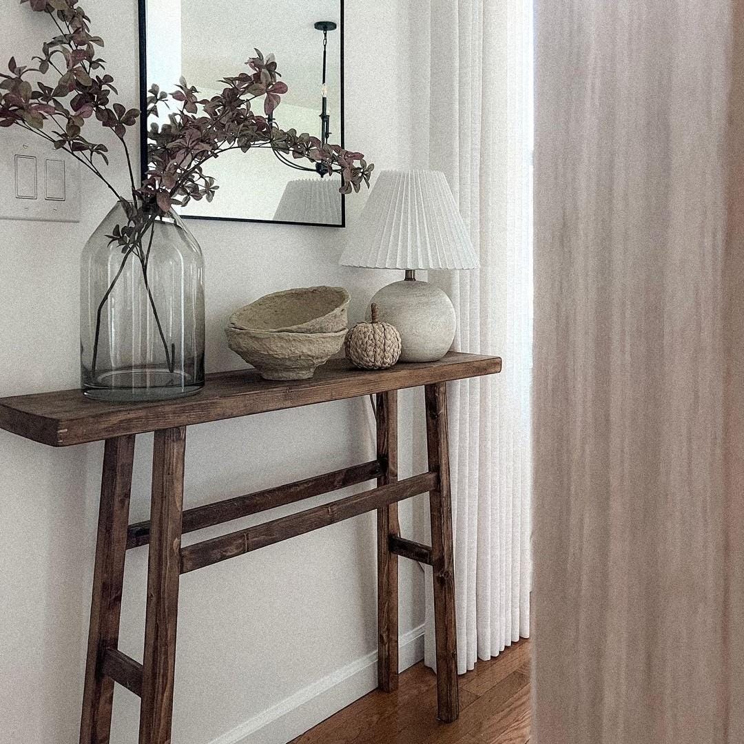 Rustic Narrow Console Table, Reclaimed Solid Wood, Small Entrway/foyer ...