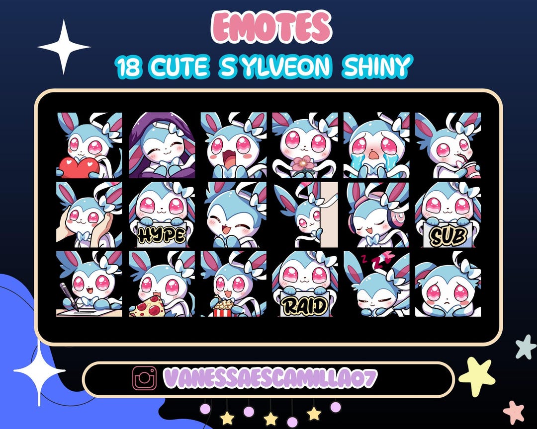 18 SYLVEON SHINY EMOTES | Twitch Emotes | Discord Emotes | Kick Emotes ...