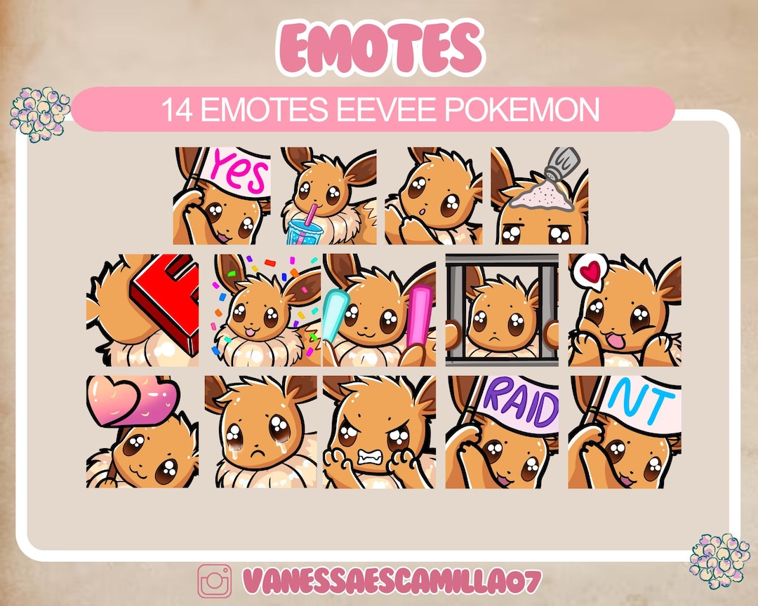 14 Eevee Pokemon Emotes | Twitch Emotes | Discord Emotes | Cute Emotes ...
