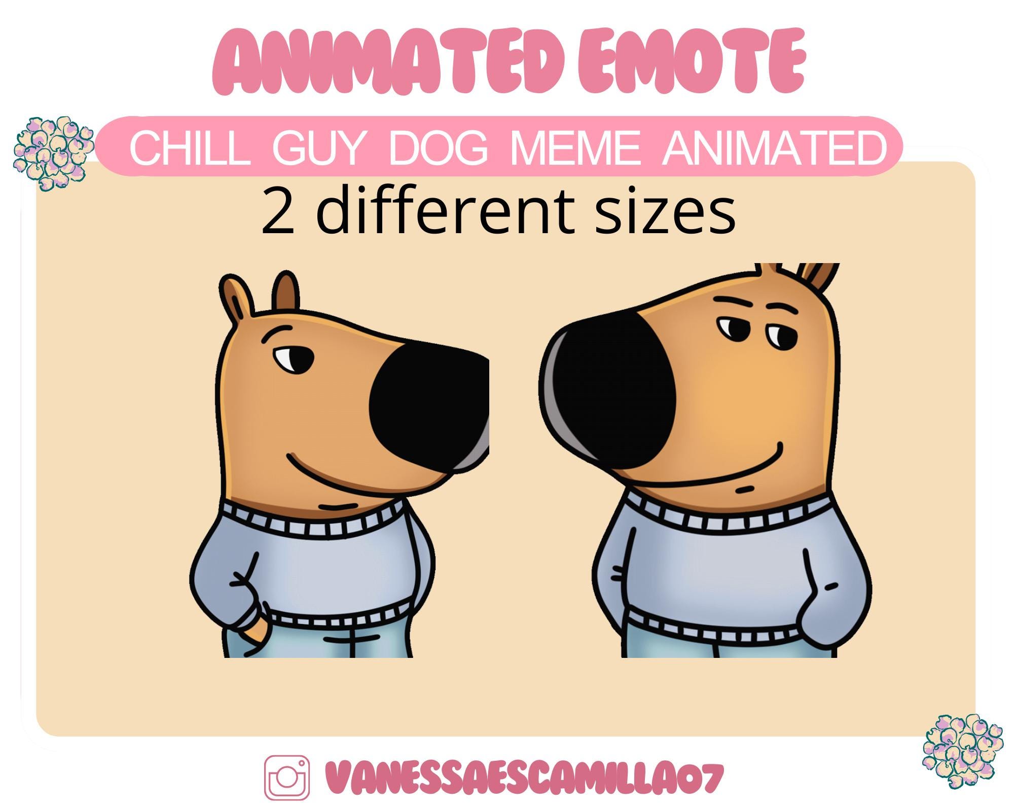 CHILL GUY DOG Meme Emote Animated for Twitch | Discord | Emotes Memes ...