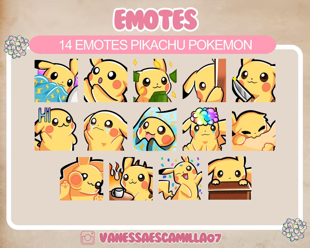 14 emotes pikachu pokemon | emotes twitch | emotes cute | emotes ...