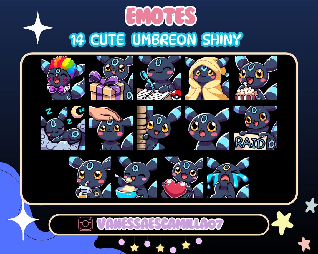 14 SHINY UMBREON EMOTES | Twitch Emotes | Discord Emotes | Kick Emotes ...