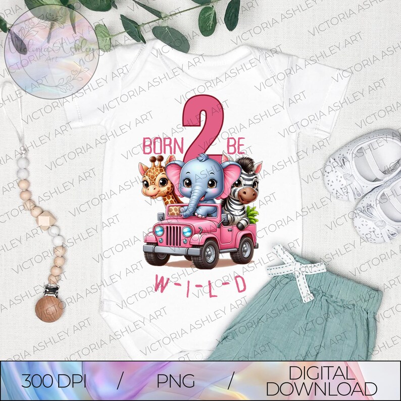 Born 2 Be Wild Safari Pink Jeep PNG, Girl 2nd Birthday Jungle Animals ...