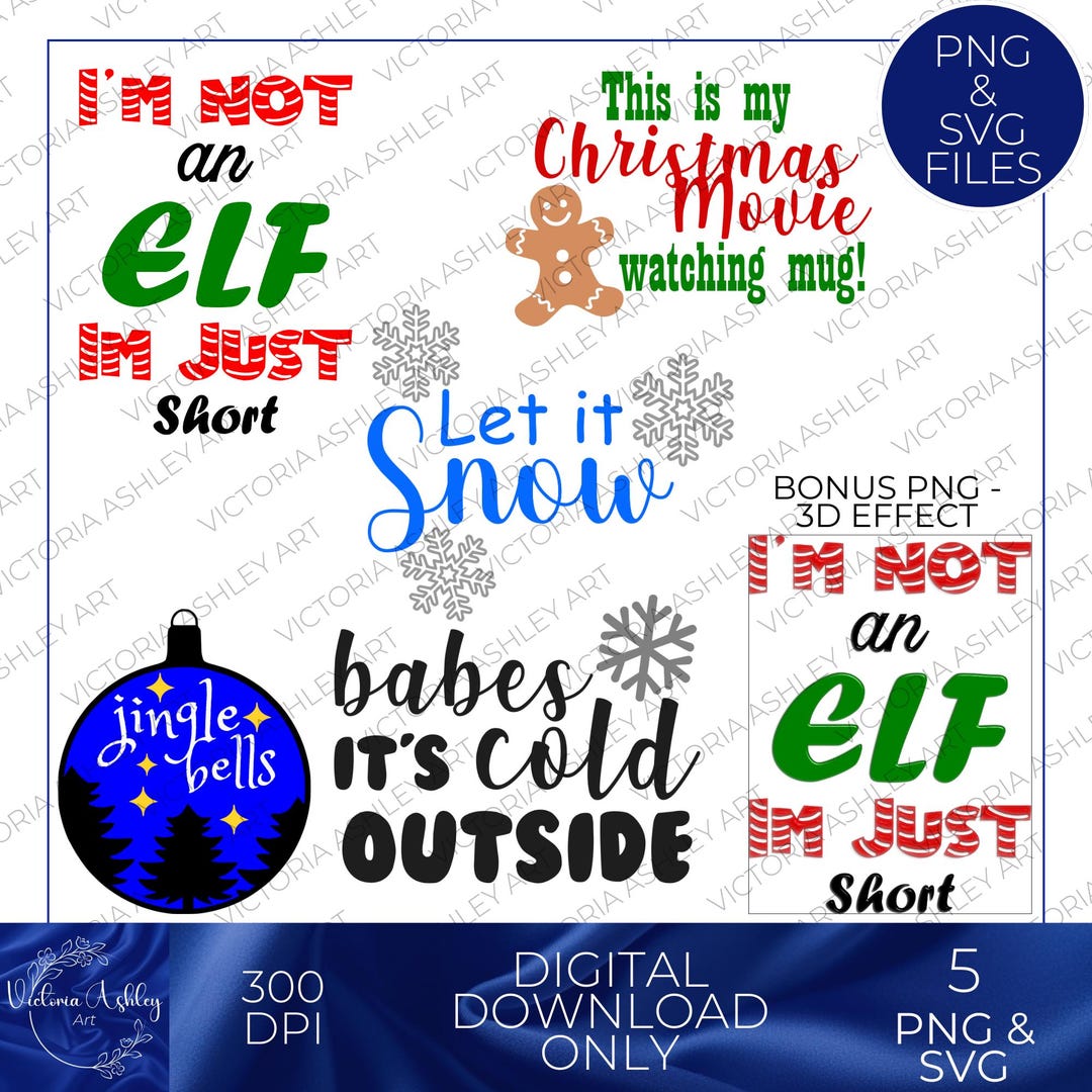 Christmas Themed PNG and SVG Bundle, Cutting Files for Htv Card Crafts ...