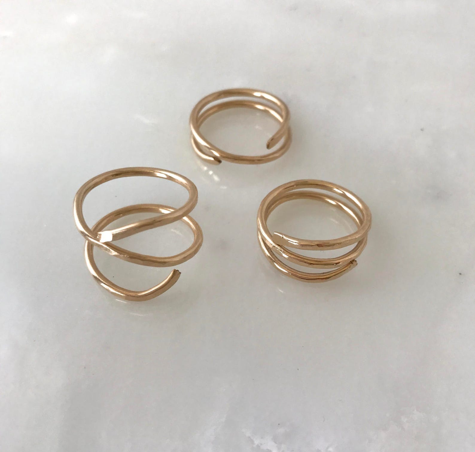 Hammered Gold Spring Ring - Etsy