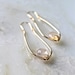 Long Hammered Gold Hoops With Woven Teardrop Gemstones, Hinge Hook ...