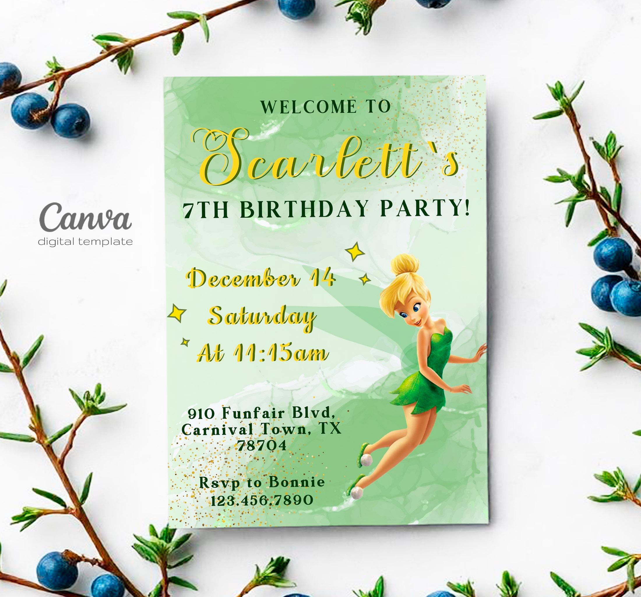 Printable Fairy Tinkerbell Fairy Birthday Invitation, Tinker Bell ...