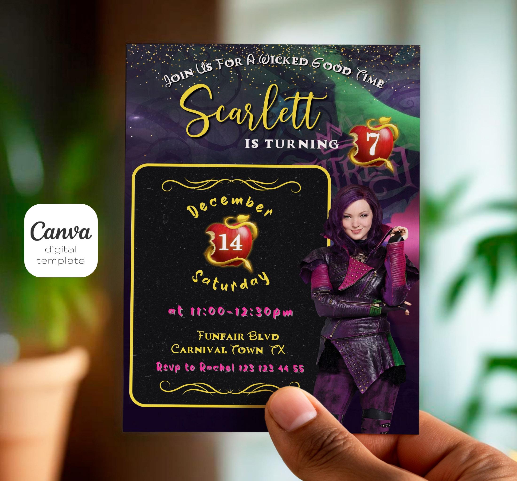 Descendants Invitation, Printable Editable Descendants Birthday Invite ...