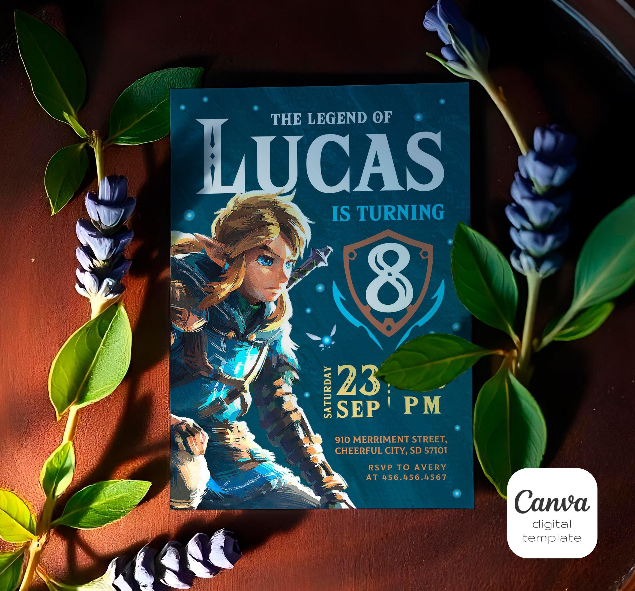 Video Gamer Invite, Legend of Zelda Birthday Invitation, Digital ...