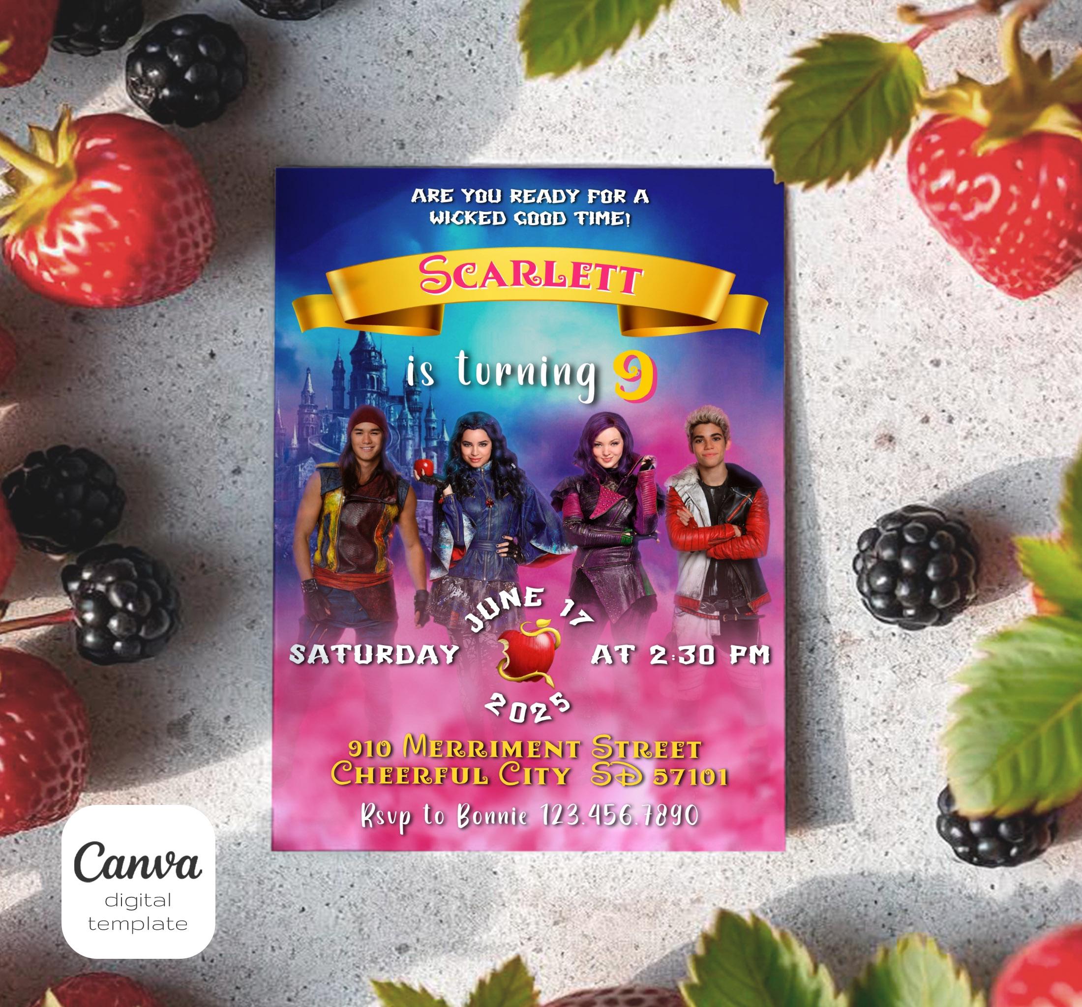 Descendants Invitation, Printable Editable Descendants Birthday Invite ...