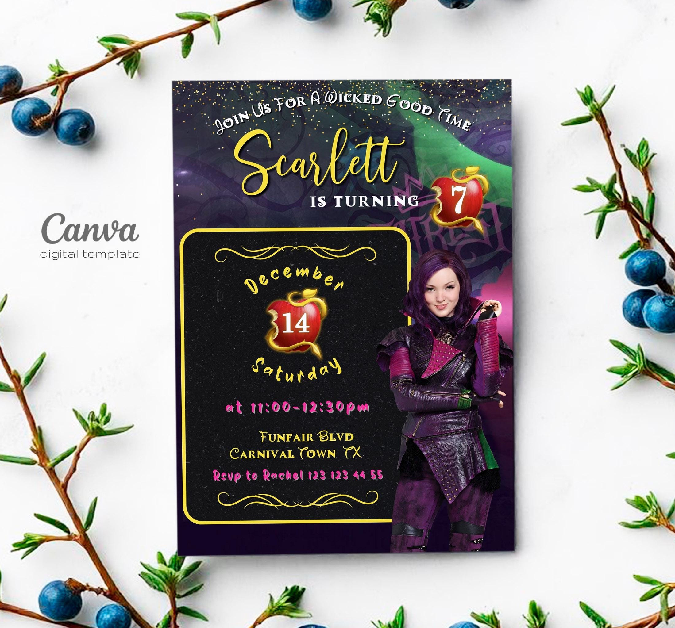 Descendants Invitation, Printable Editable Descendants Birthday Invite ...