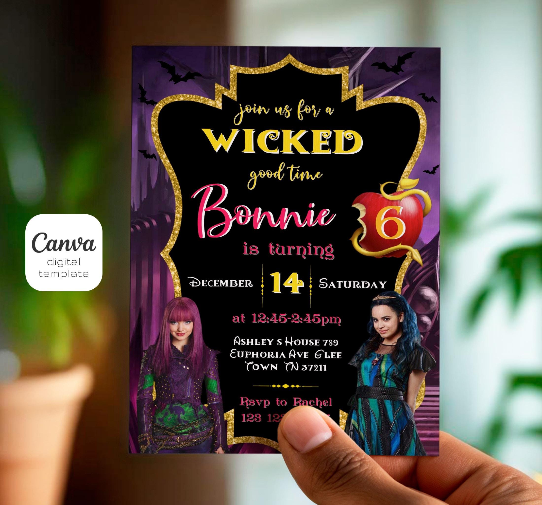 Descendants Invitation, Printable Editable Descendants Birthday Invite ...