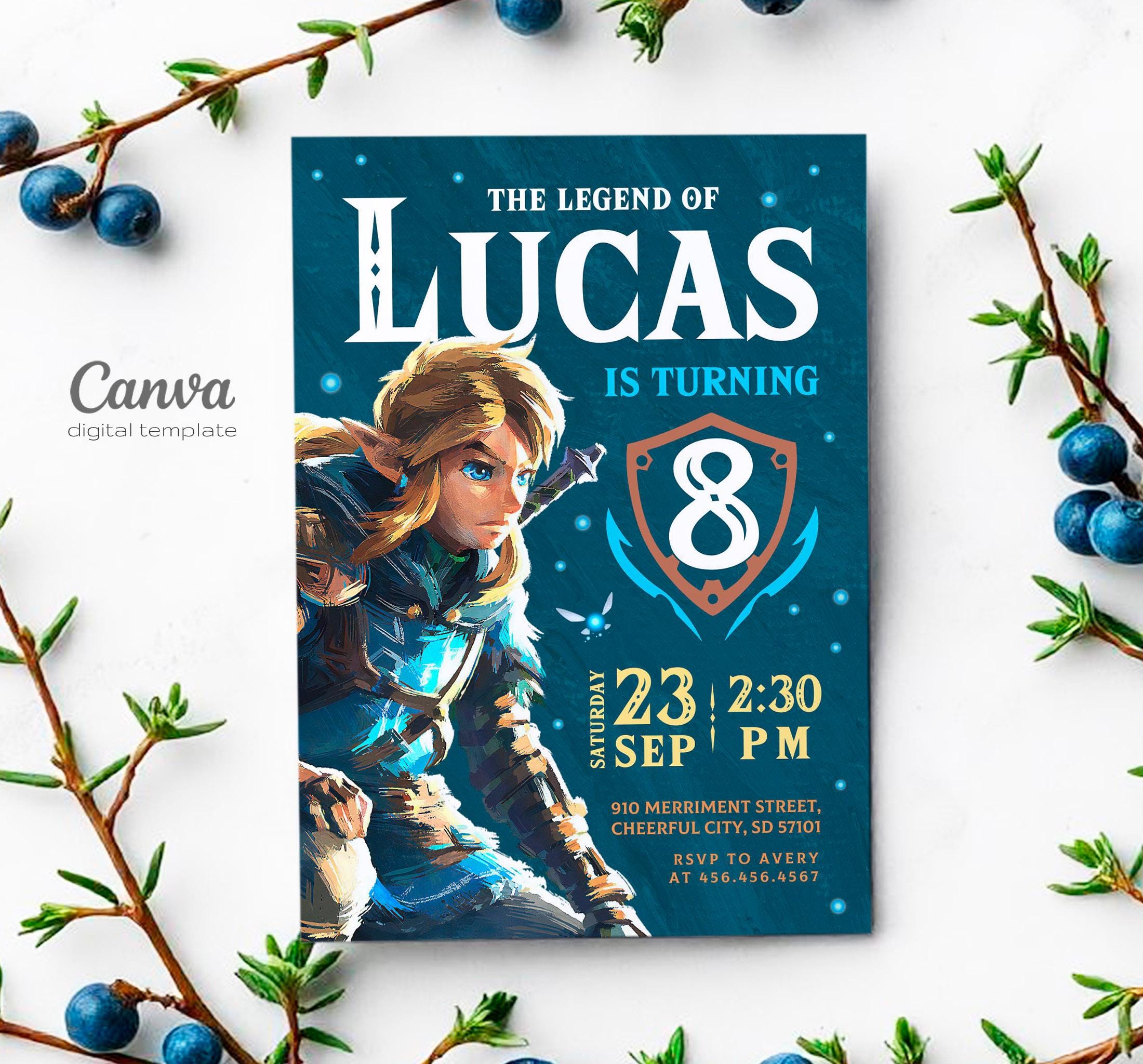 Video Gamer Invite, Legend of Zelda Birthday Invitation, Digital ...