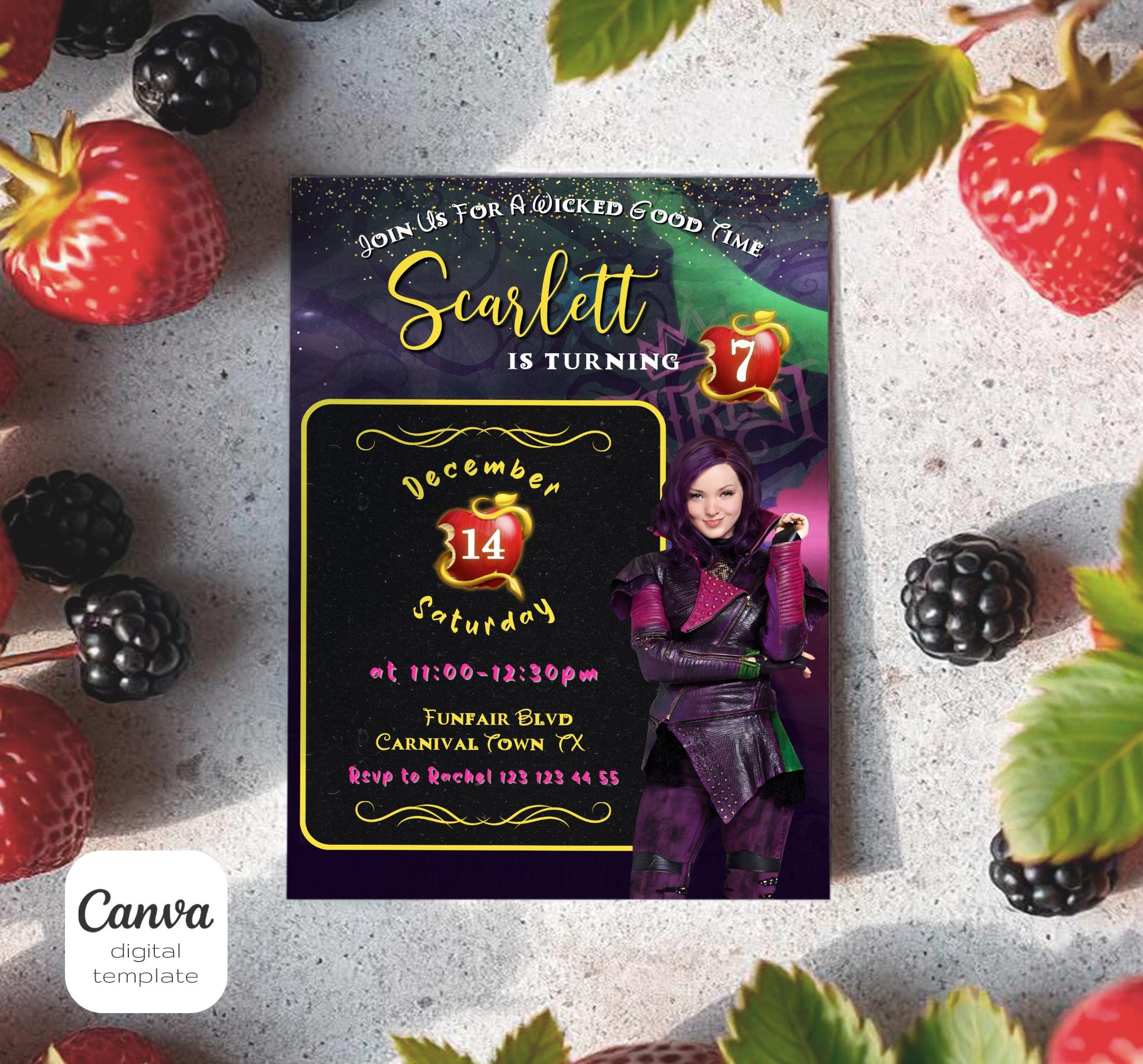 Descendants Invitation, Printable Editable Descendants Birthday Invite ...