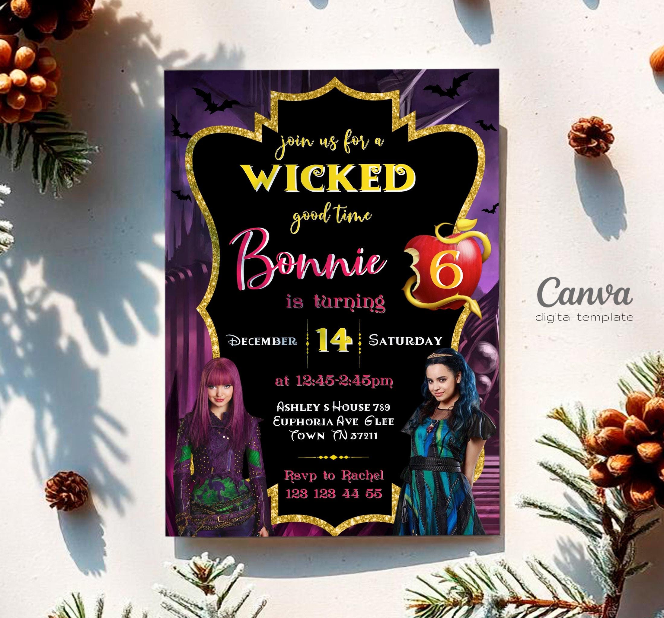 Descendants Invitation, Printable Editable Descendants Birthday Invite ...