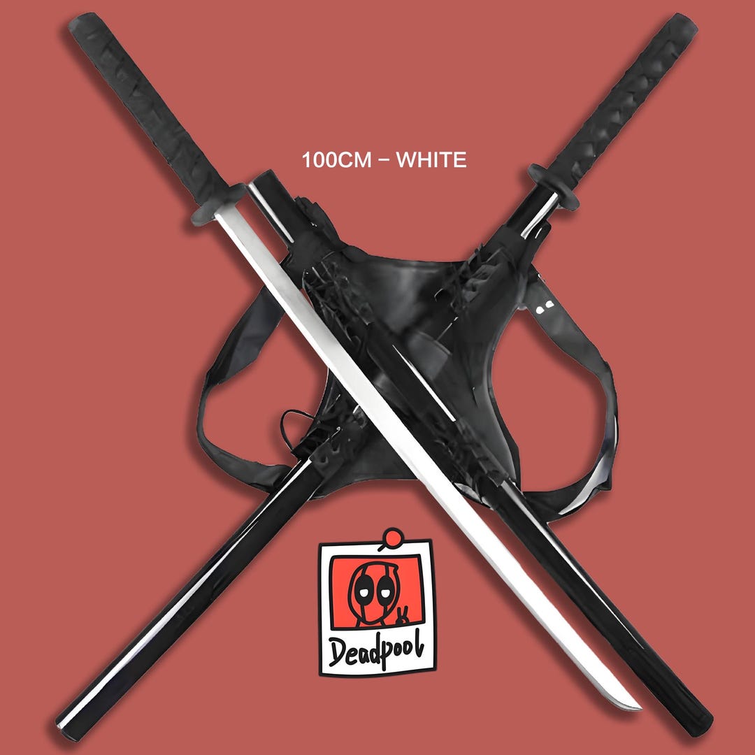 Handmade Deadpool Cosplay Samurai Sword Wooden Blade, White or Black ...