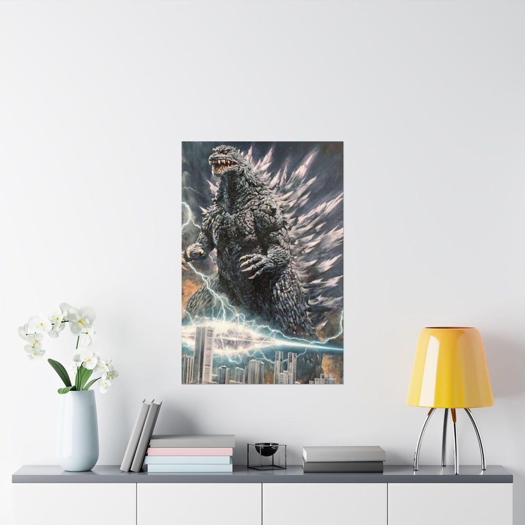 Vertical Godzilla Poster, Japanese Movie Monster Wall Art Print, Matte ...
