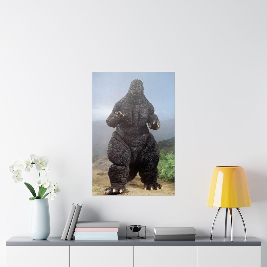 Godzilla Vertical Poster, Matte Godzilla Wall Art Print, Monster Movie ...