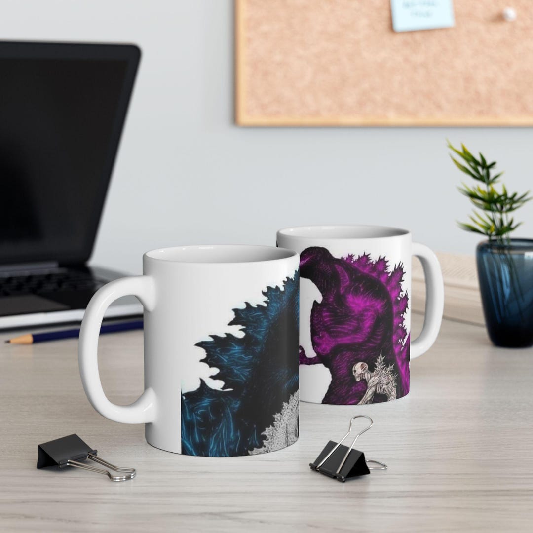Godzilla Mug Cup, Japanese Monster Coffee Cup, Ceramic Tea Mug, Unique ...