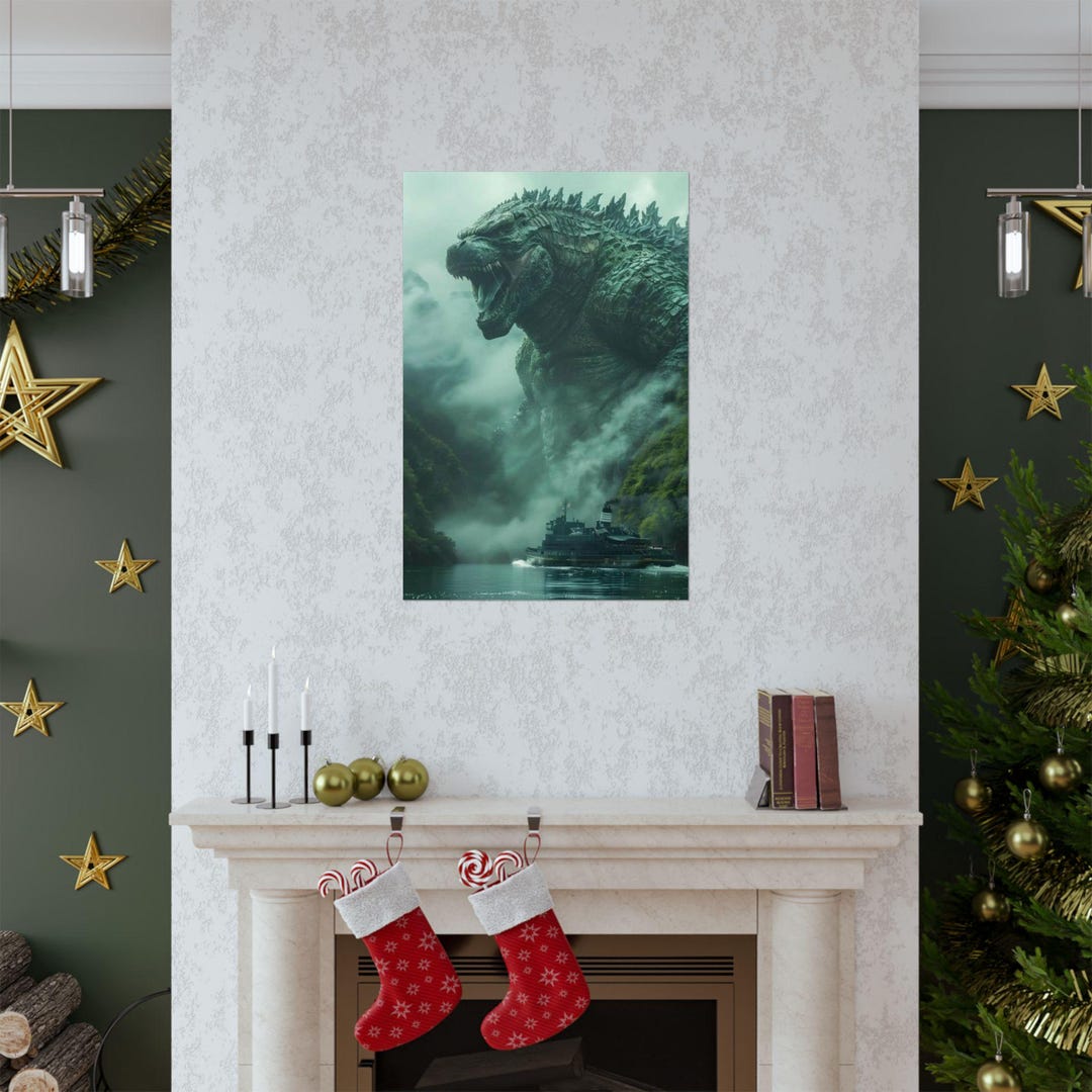 Vertical Godzilla Poster, Japanese Monster Movie Art, Matte Wall Art ...