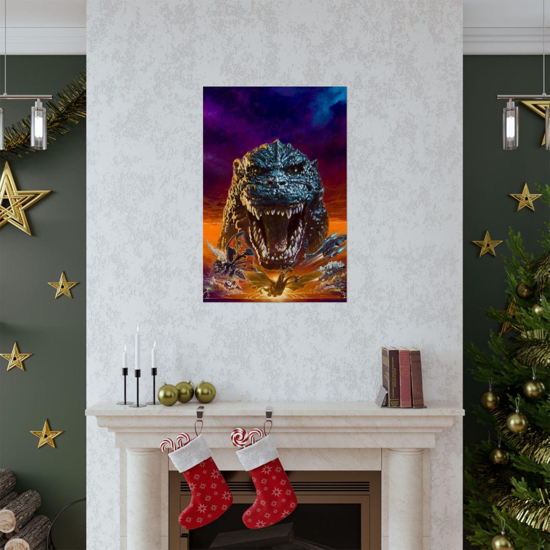 Godzilla Matte Vertical Poster, Japanese Monster Movie Decor Art Print ...