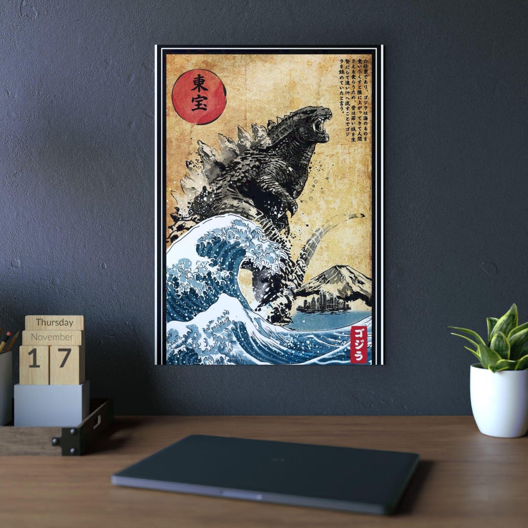 Godzilla Panel, Aluminum Composite Wall Art, Japanese Monster Decor ...
