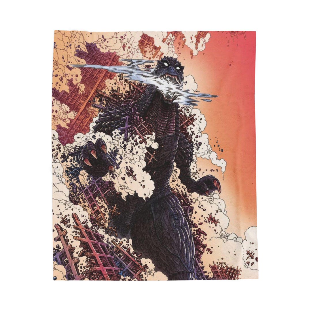 Godzilla Blanket, Japanese Monster Throw, Kaiju Movie Fan Decor, Tokyo ...